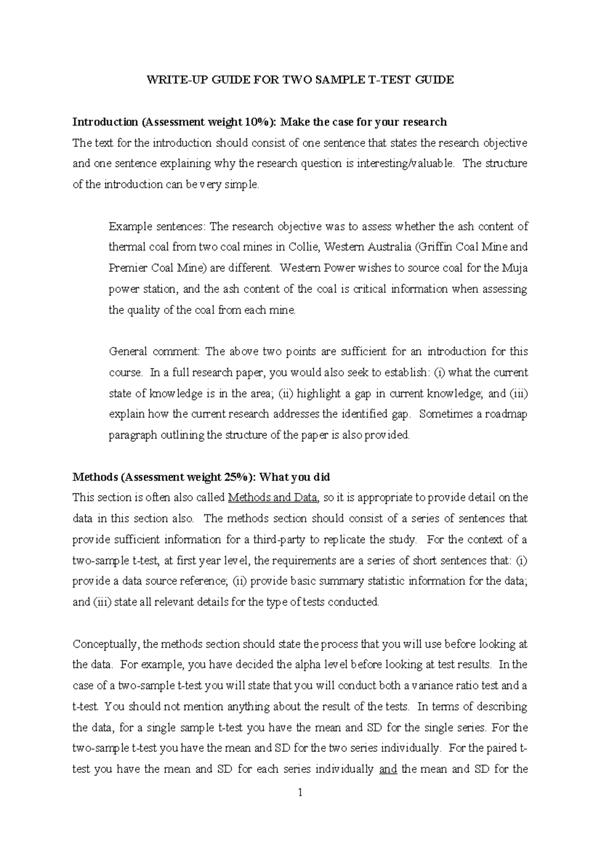 T Tests Writeup Guide (2025) for Two Sample Analysis - Studocu