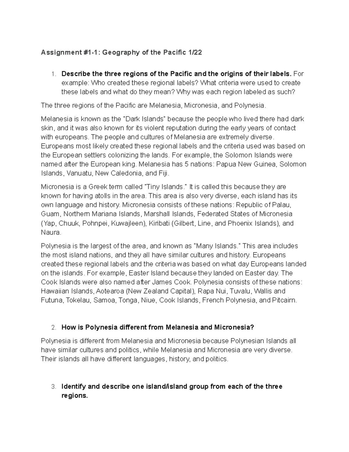 HWST107 Assignment #1-1 Geography of the Pacific - Assignment #1-1 ...