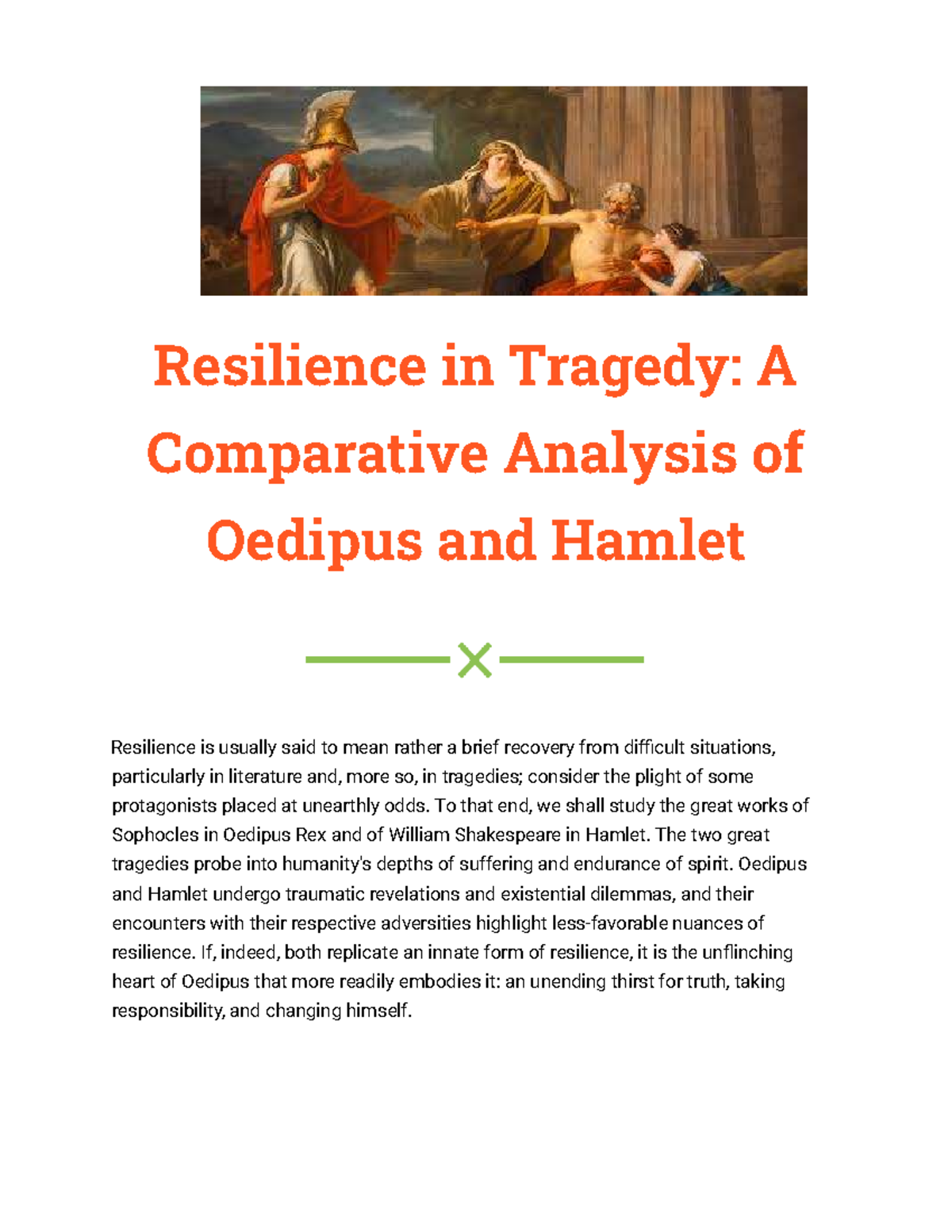 Resilience in Tragedy: Oedipus vs. Hamlet Analysis (ENG 201) - Studocu
