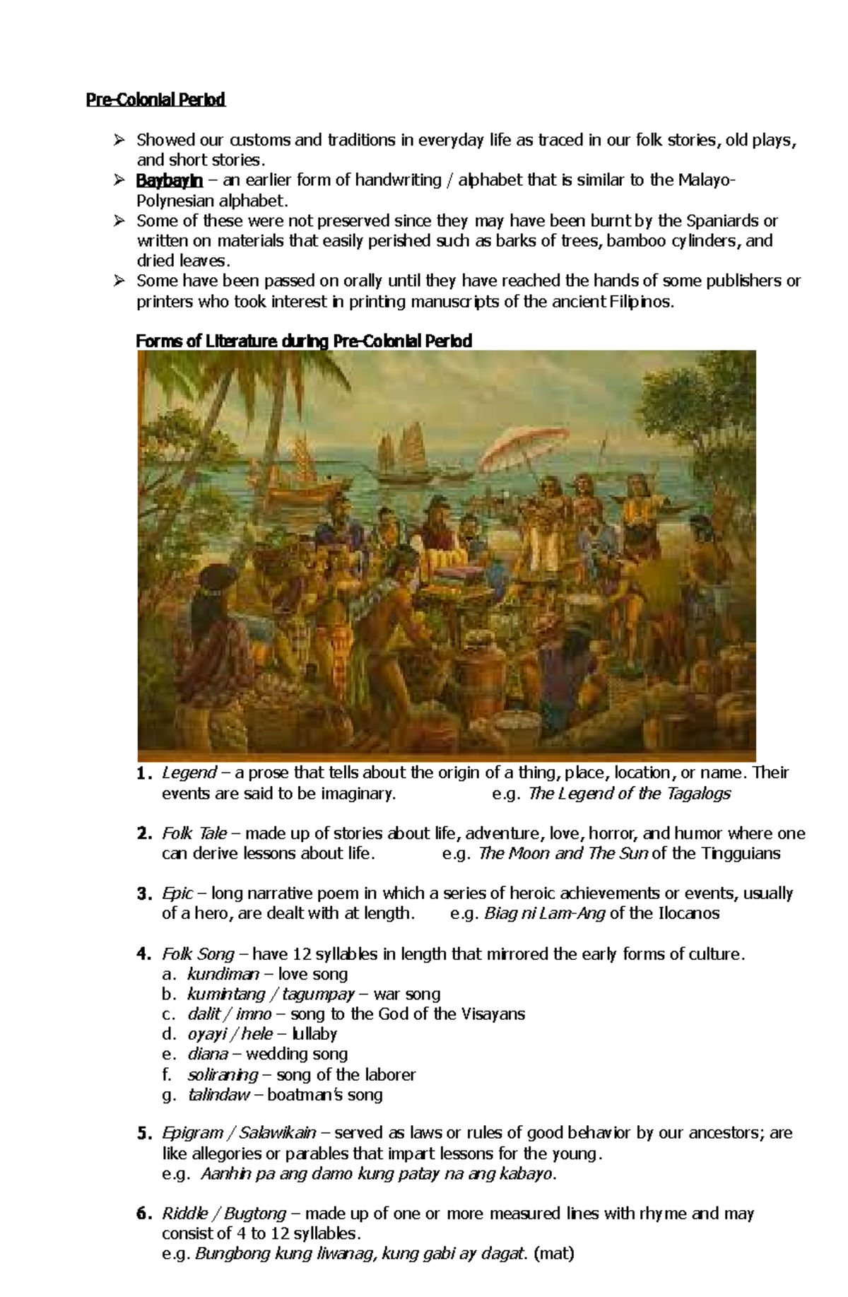 History of PH literature - Pre-Colonial Period Showed our customs and ...