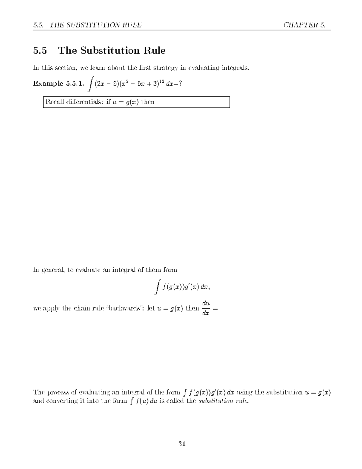 Chapter 5.5: The Substitution Rule - Integral Evaluation Notes - Studocu