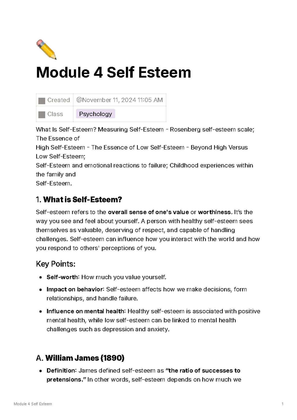 Module 4 Self Esteem - Understanding Self in Social Psychology - Studocu