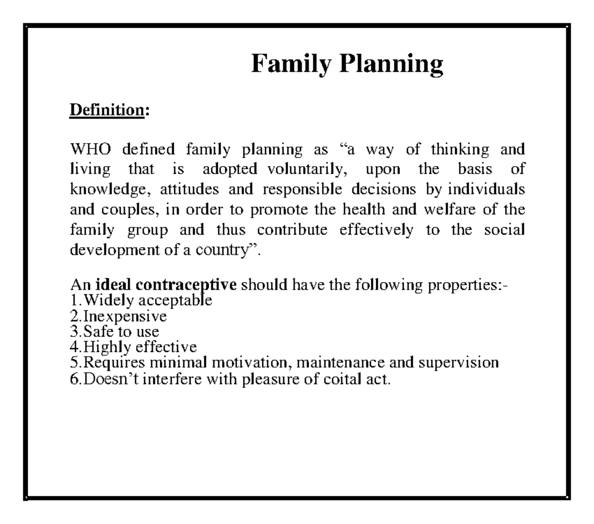 Family Planning Overview: Contraceptive Methods & Their Efficacy - Studocu