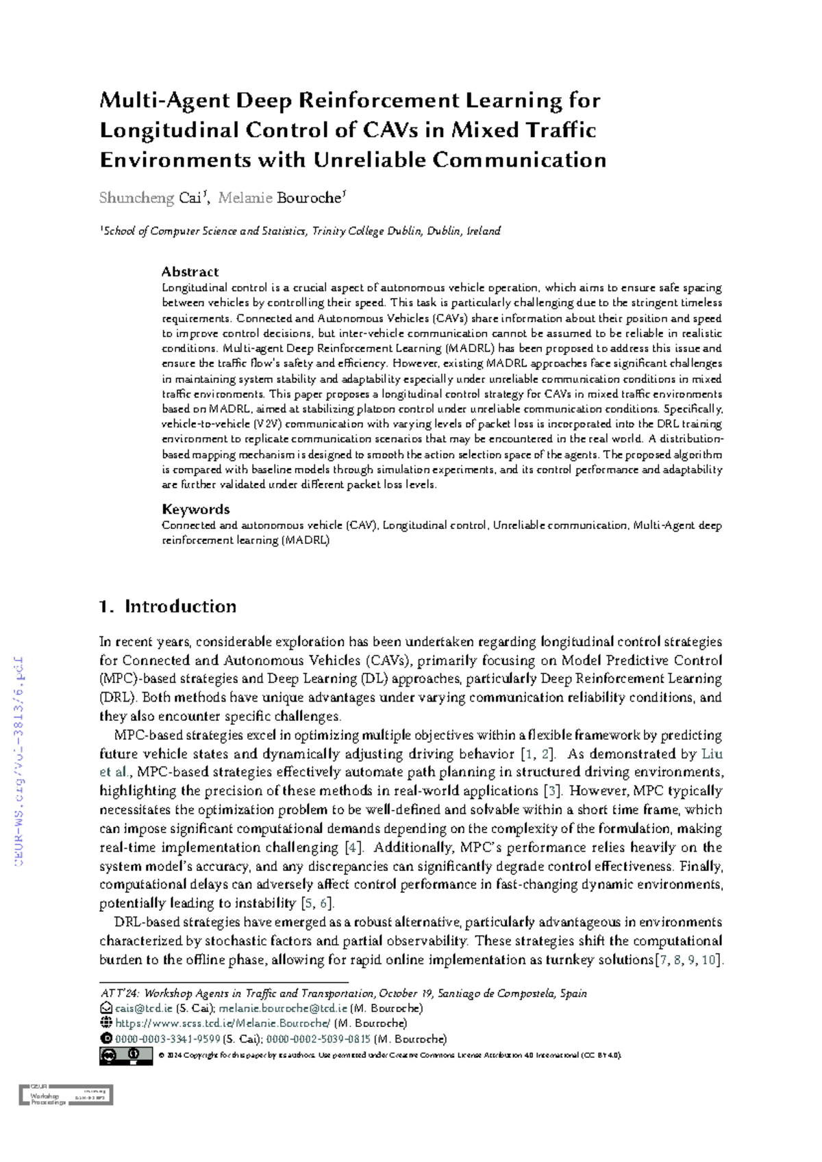 Multi-Agent Deep Reinforcement Learning for CAV Longitudinal Control in ...