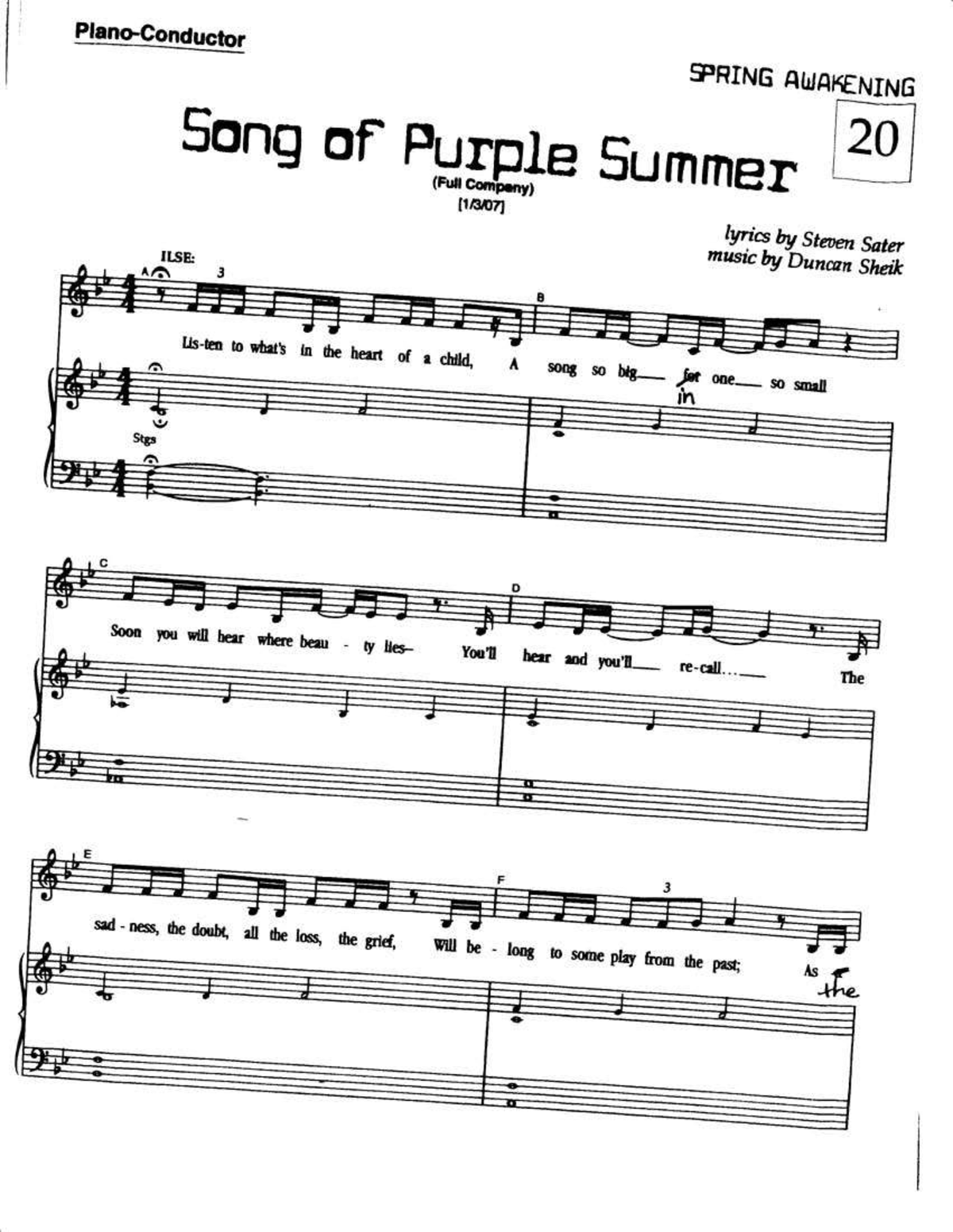 Song of Purple Summer - History of Musical Theater Analysis - Studocu