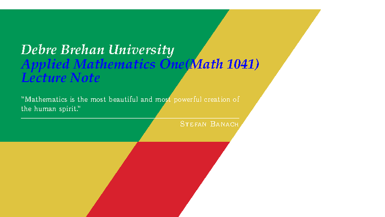 Applied Mathematics 1 (Math 1041) Lecture Notes - Chapter 2 - Studocu