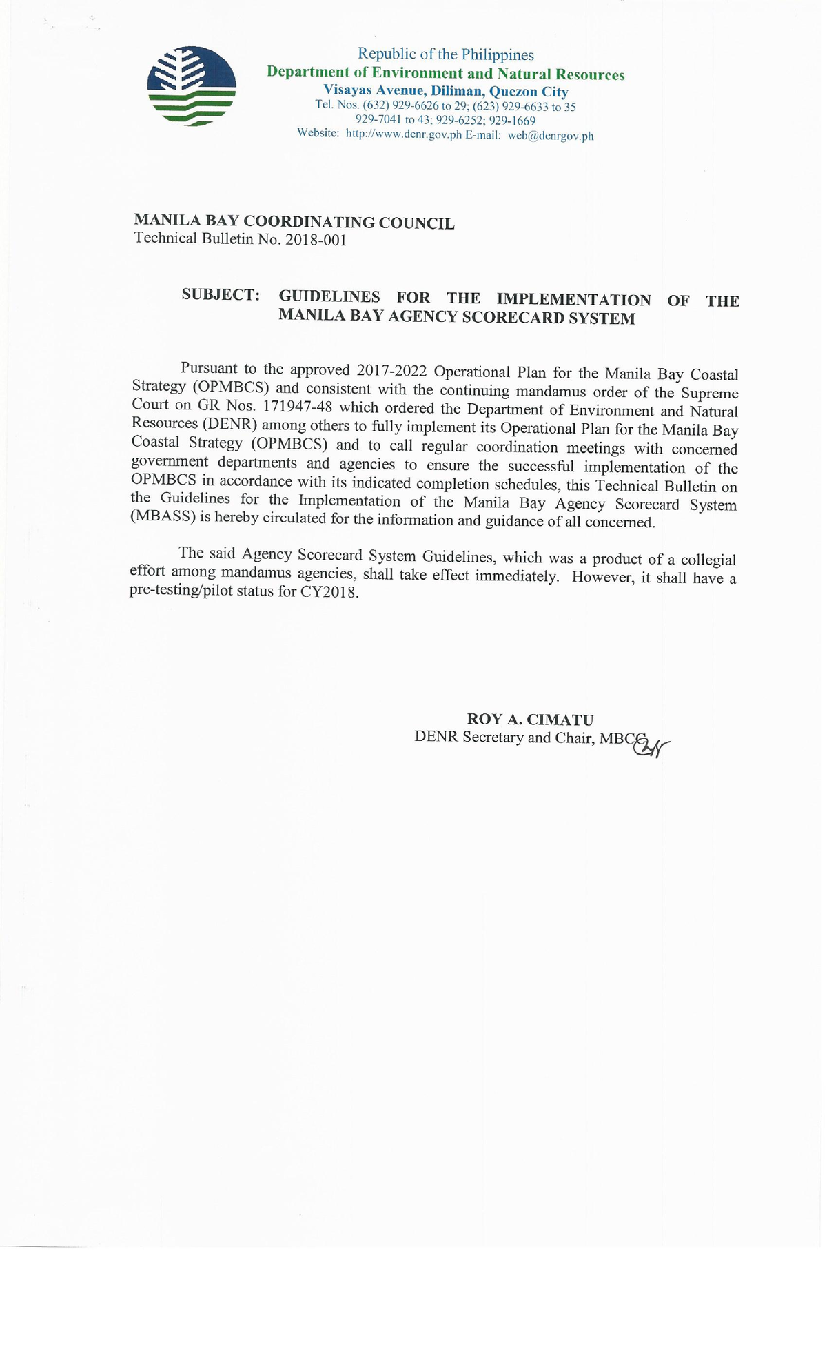 Manila Bay Agency Scorecard System Guidelines (MBASS) Overview - Studocu