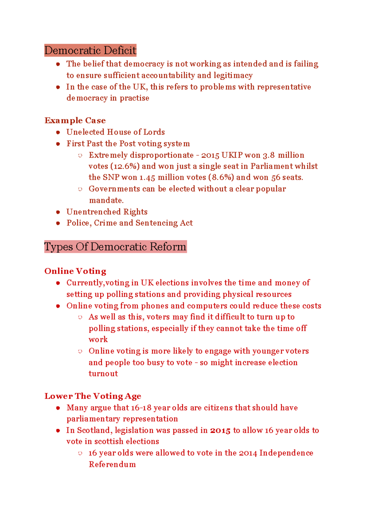 Case for Democratic Reform: Addressing the UK’s Democratic Deficit ...