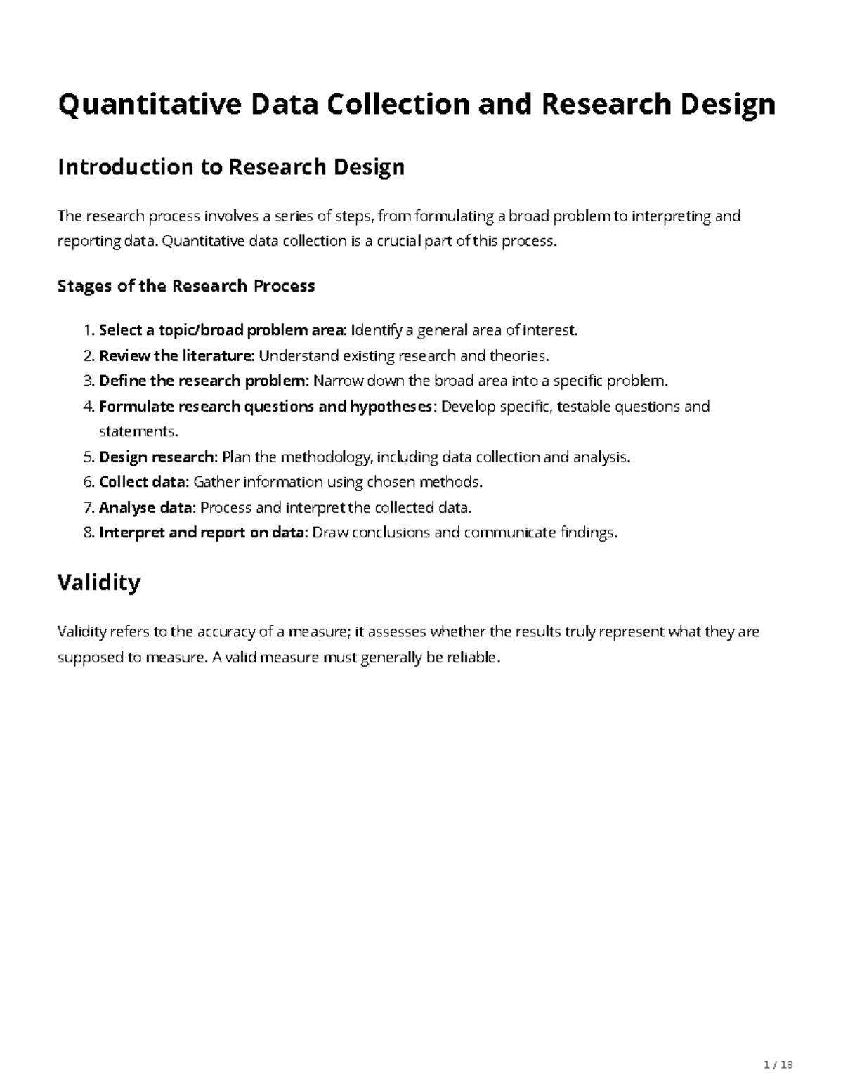 Research Design: Quantitative Data Collection Overview (Course Code: RD101) - Studocu