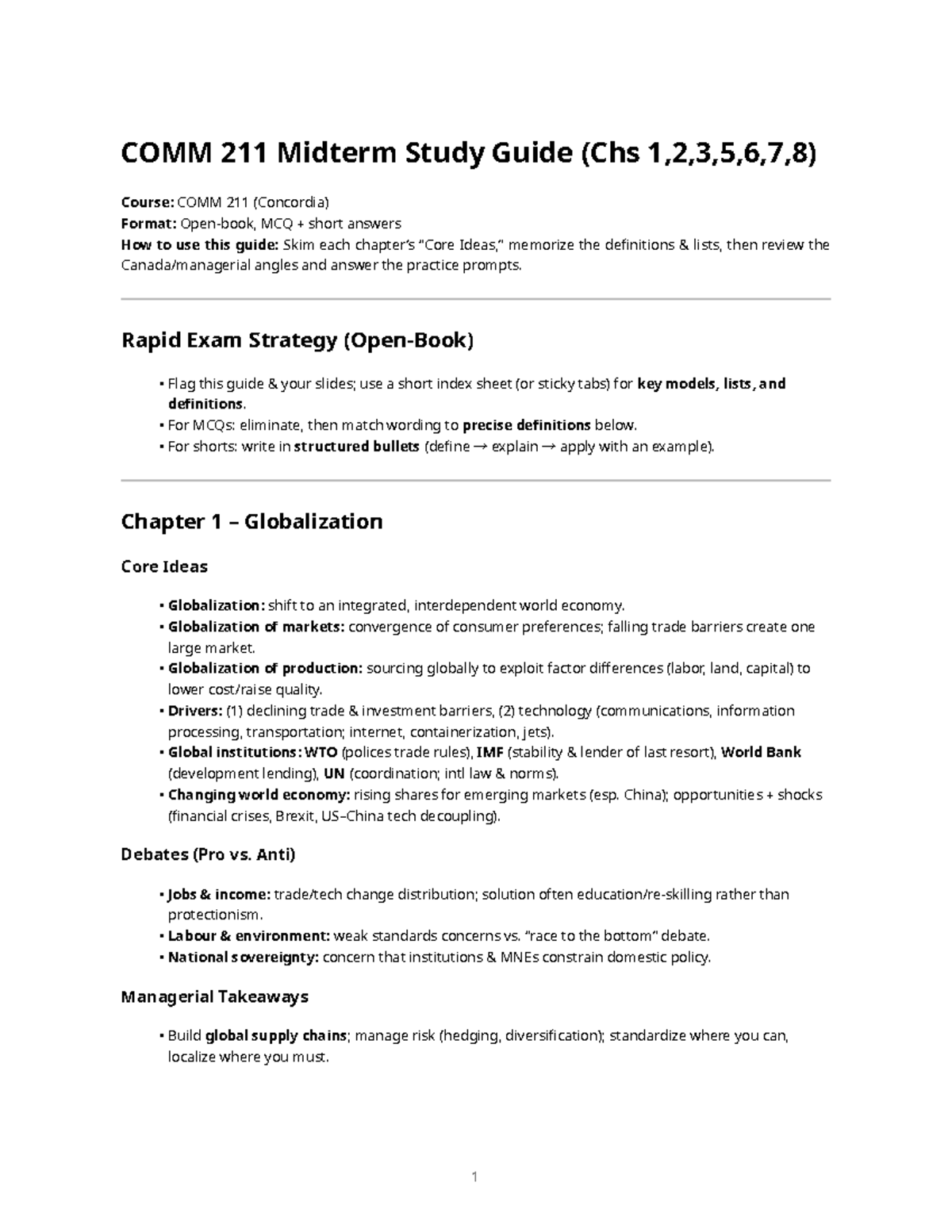 COMM 211 Midterm Study Guide: Key Concepts from Chs 1-8 - Studocu