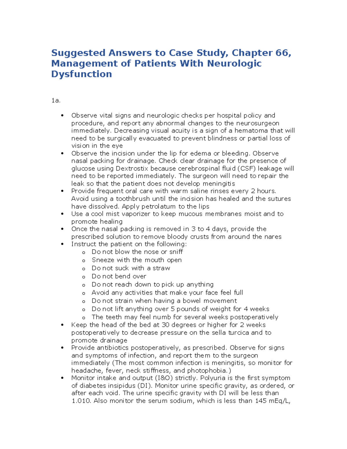 Case Study Answers for Chapter 66: Management of Neurologic Dysfunction ...