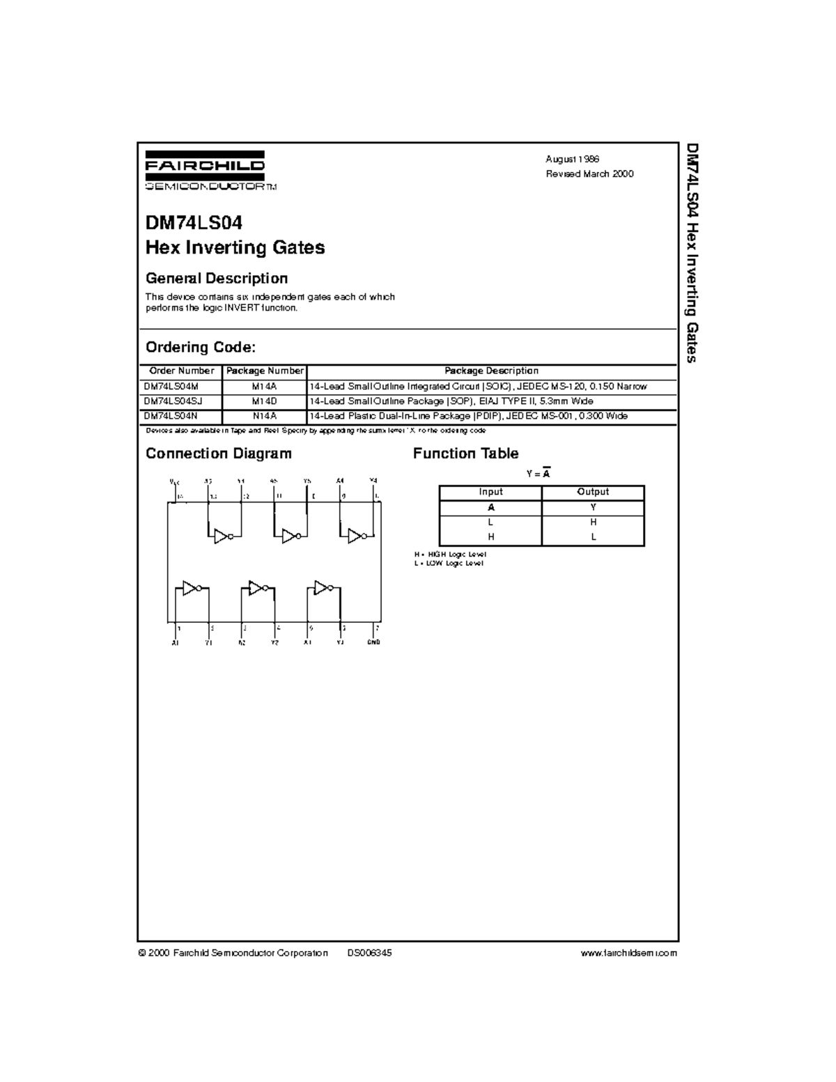 Revised DM74LS04 Hex Inverting Gates Overview and Specs - Studocu