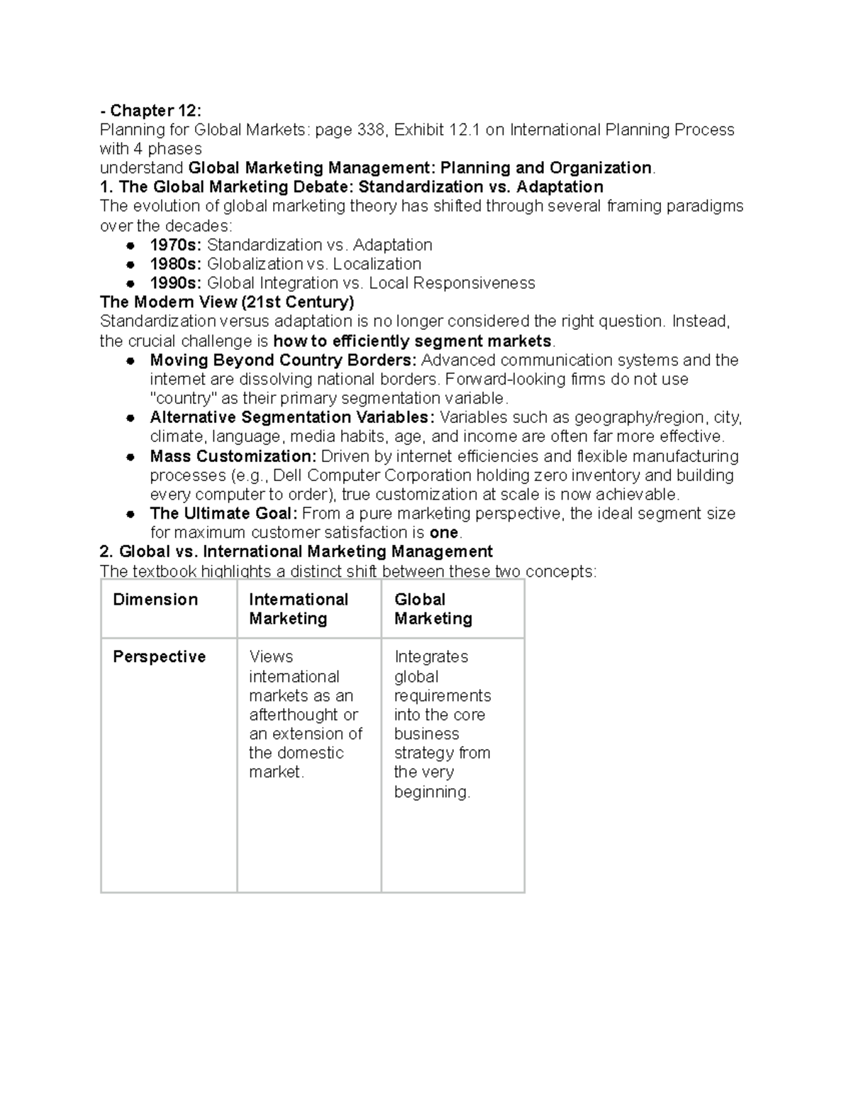 Chapter 12: Global Marketing Management Strategies and Planning (MKT ...