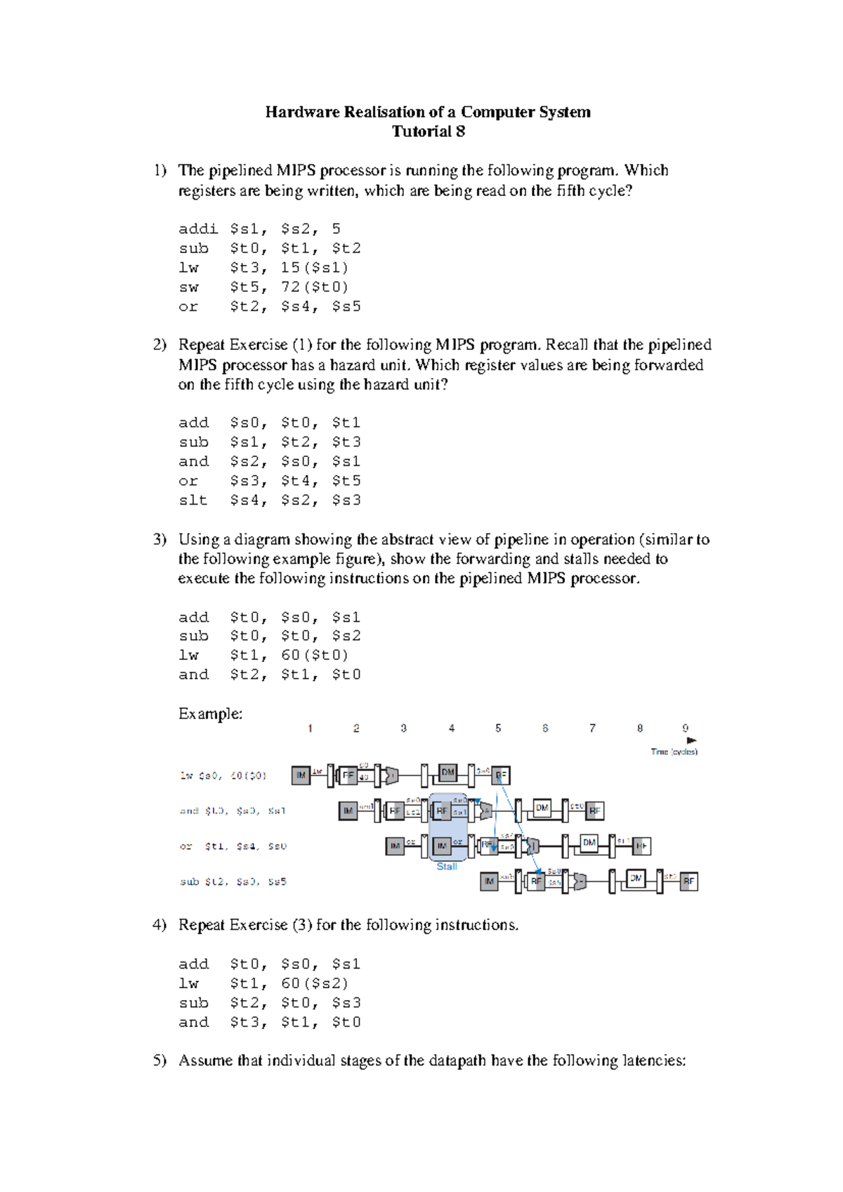 MIPS Processor Tutorial 08 - Exercises and Revision Guide - Studocu