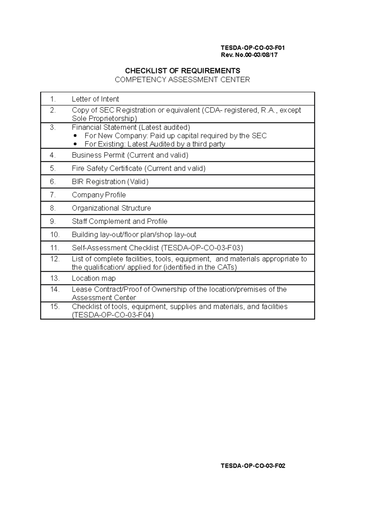 Accreditation Guidelines for Assessment Centers (TESDA-OP-CO-03-F ...