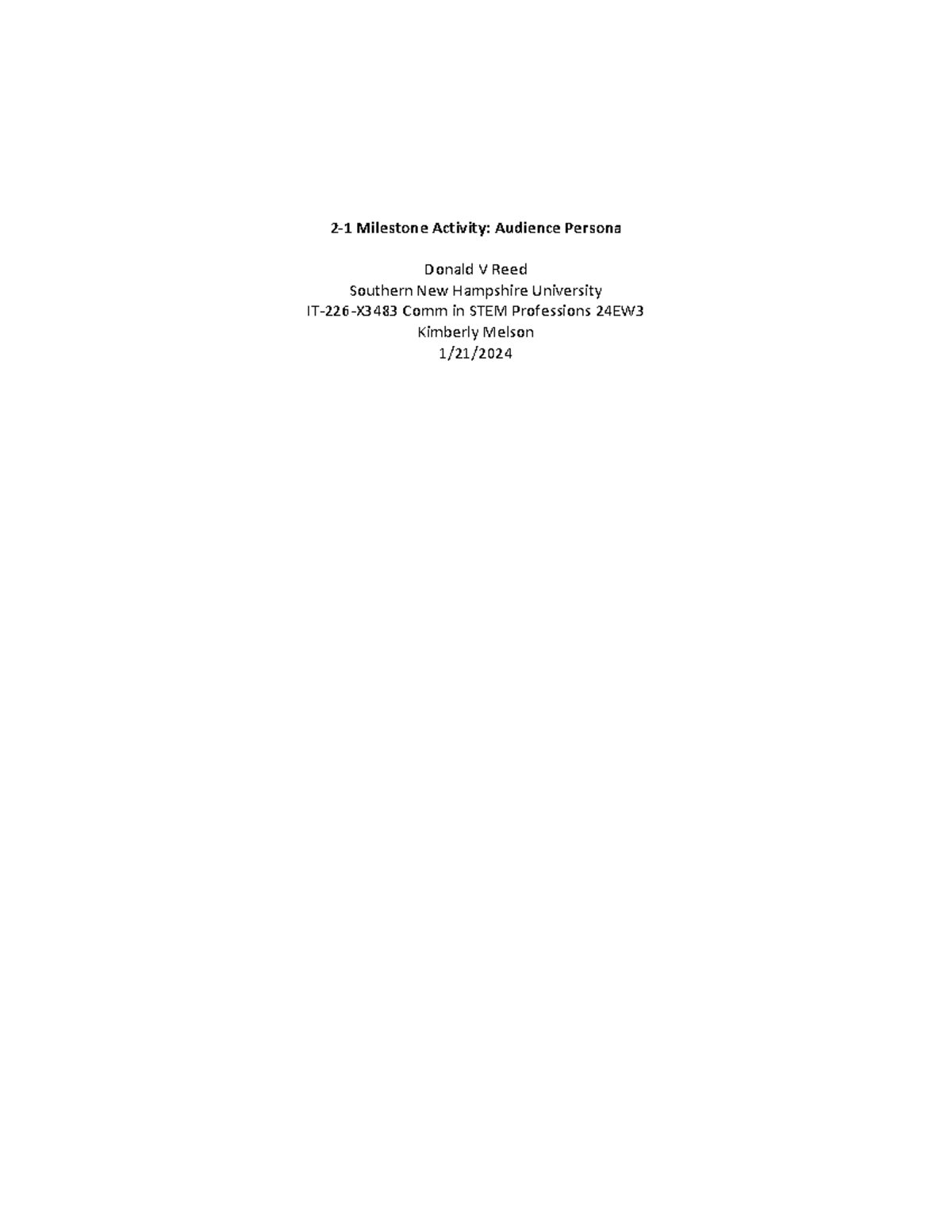IT-226, 2-1 Activity: Audience Persona for DataNanny Security Software ...