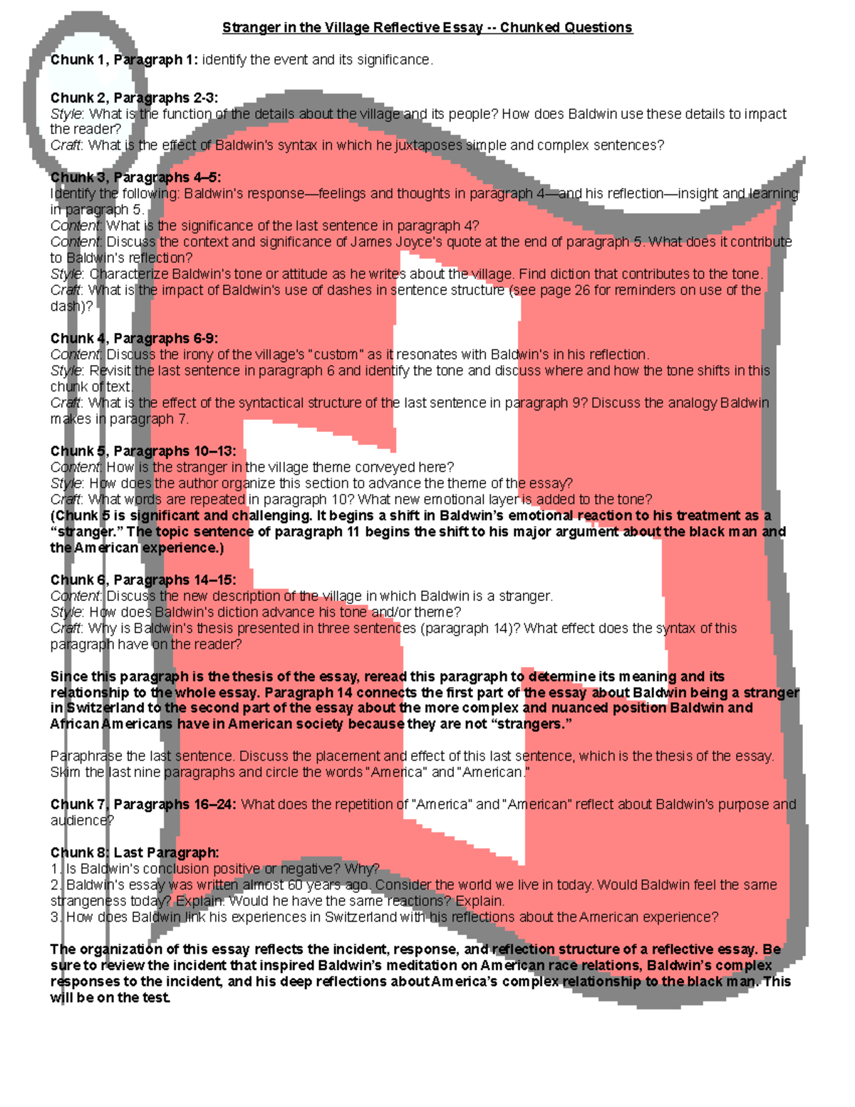 ENG 102: Reflective Essay on Baldwin's "Stranger in the Village ...