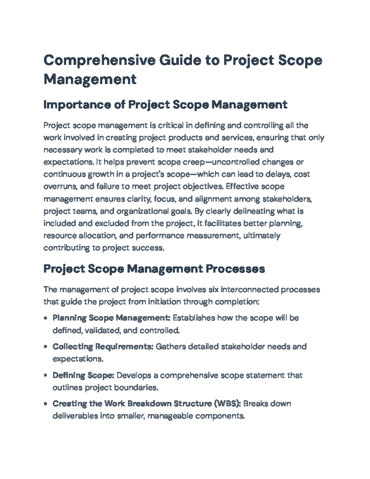 Comprehensive Guide to Project Scope Management (PM 101) - Studocu