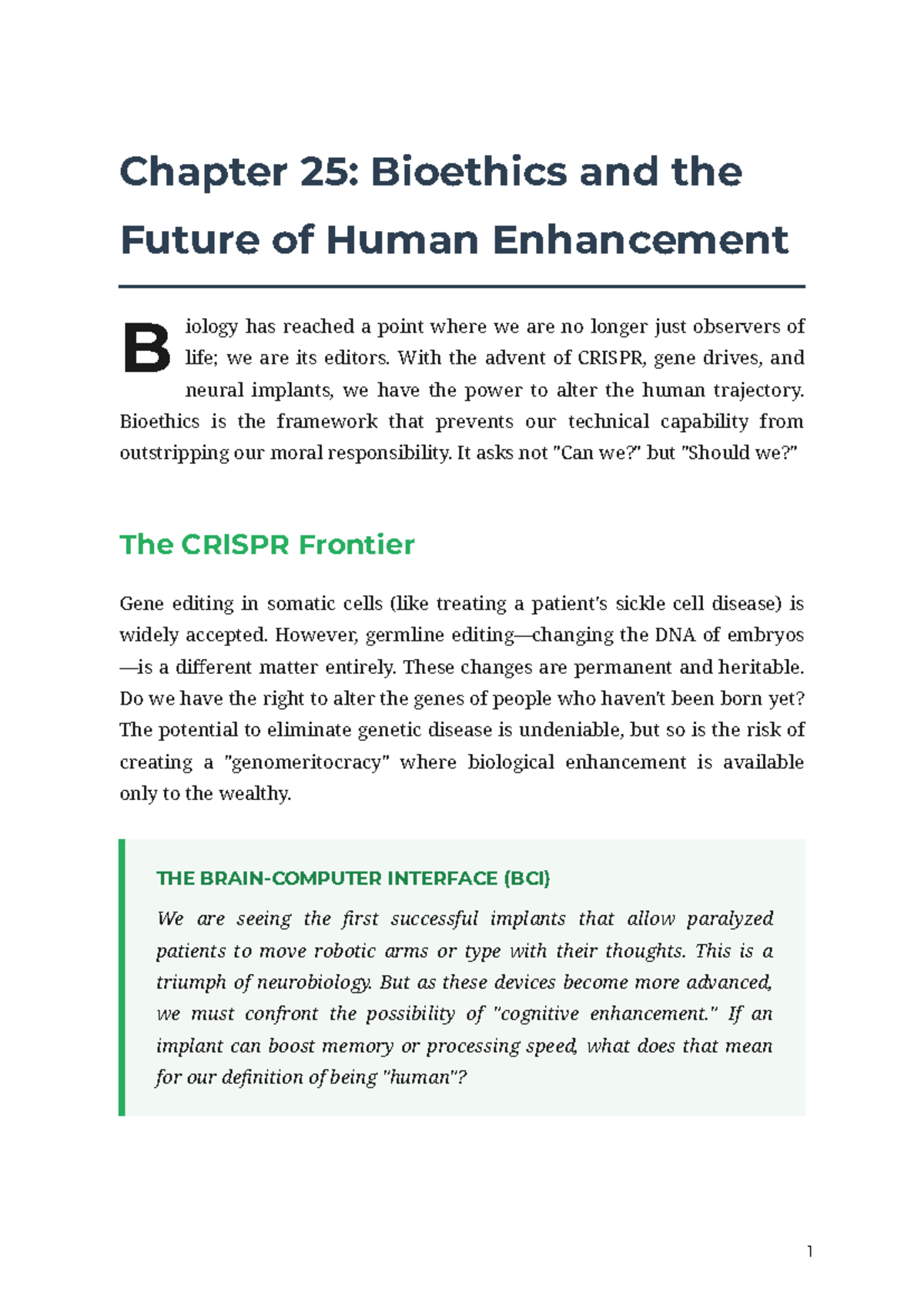 Chapter 25: Bioethics & Human Enhancement in Biology - Studocu