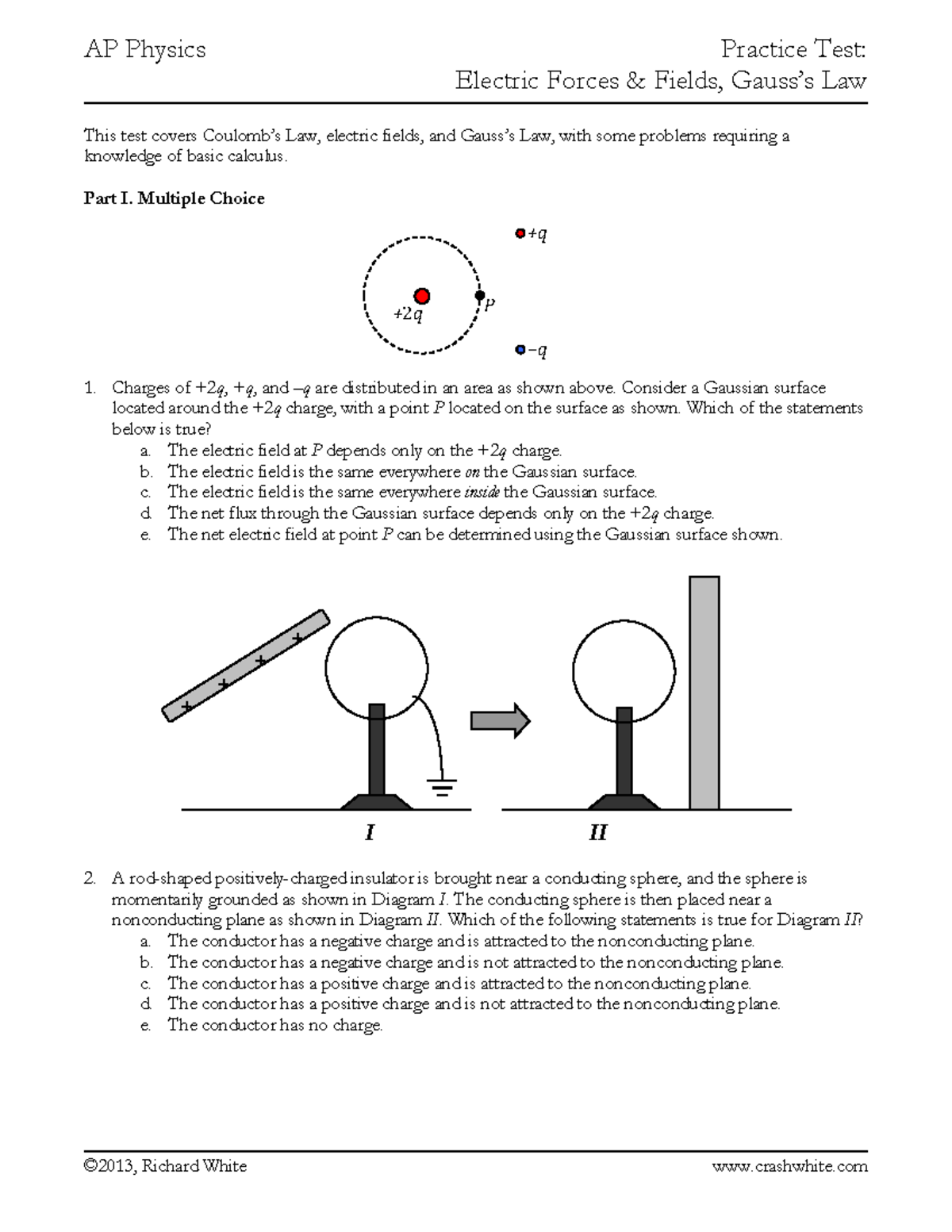 AP Physics Practice Test: Electric Forces & Fields (11212) - Studocu