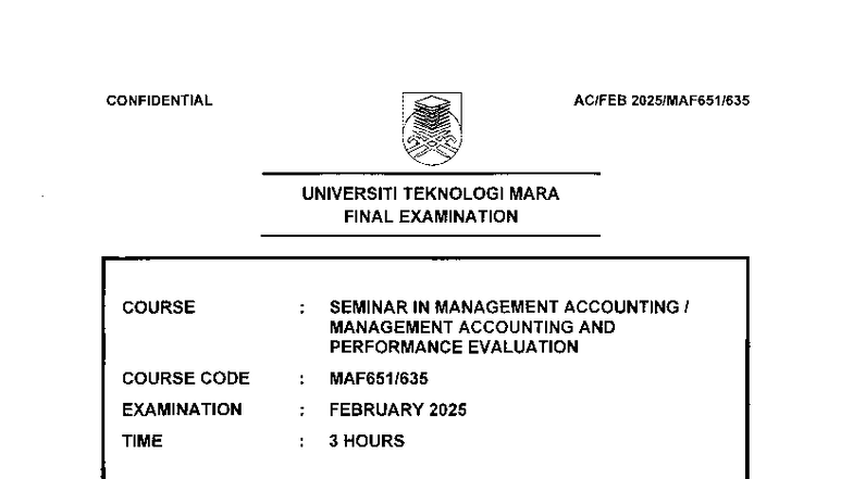 MAF651 FEB 2025 - FINAL EXAMINATION QUESTIONS & GUIDELINES - Studocu