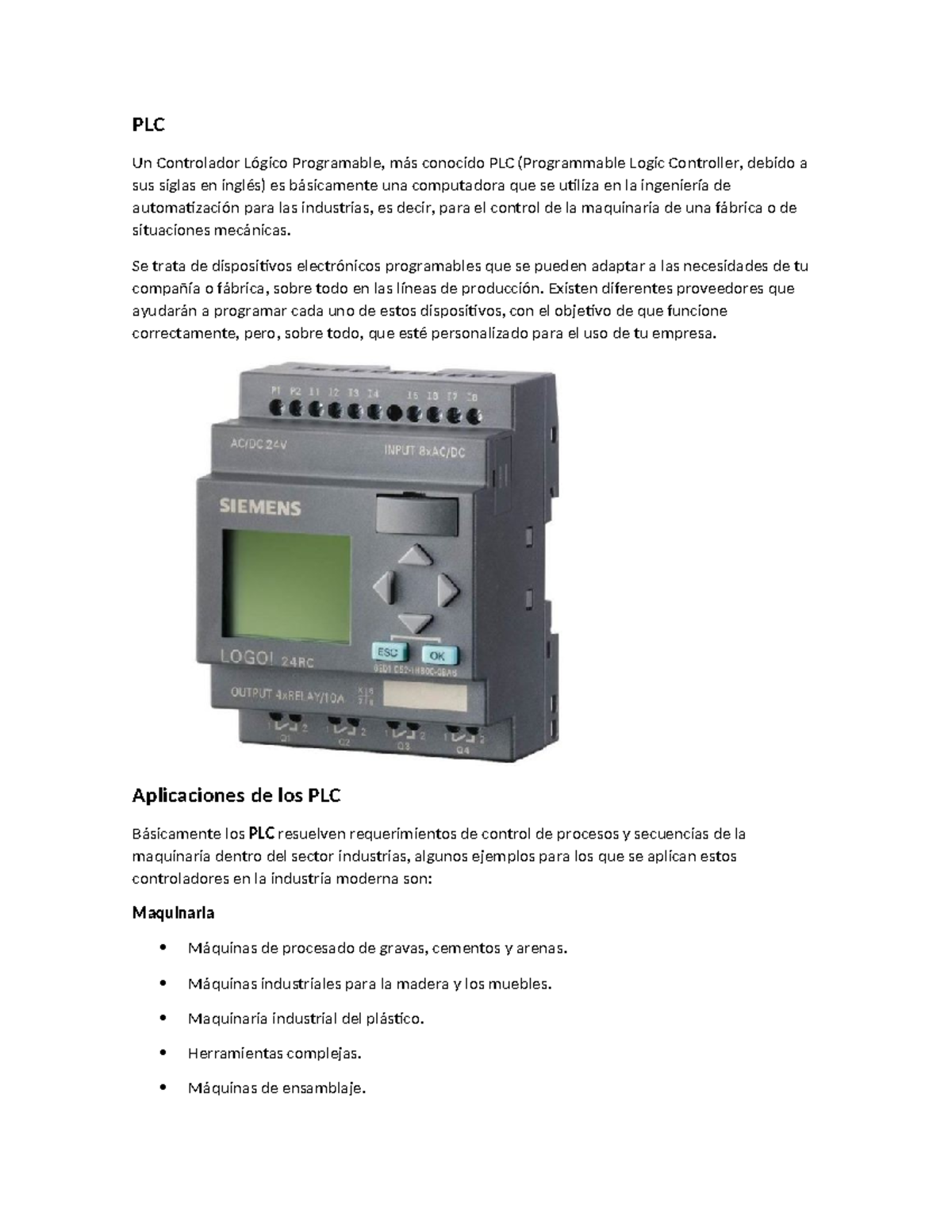 Que es un PLC - Que es un pcl - PLC Un Controlador Lógico Programable ...