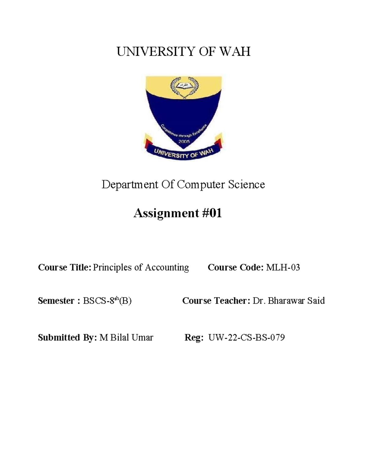 Accounting Assignment 01: Importance in Computer Science - Studocu