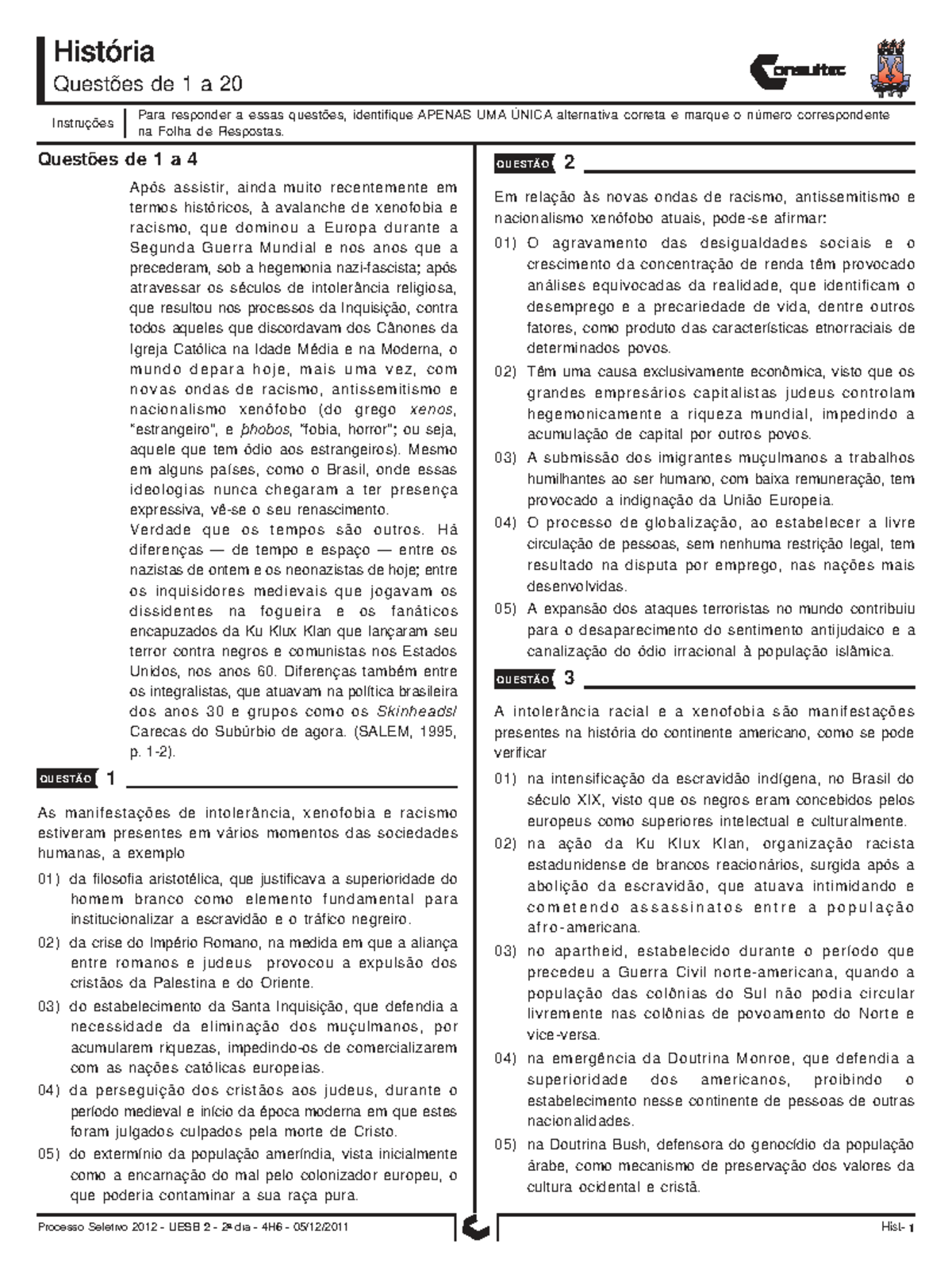 Uesb 2012 D2 - Vestibular e ENEM - Processo Seletivo 2012 - UESB 2 - 2o ...