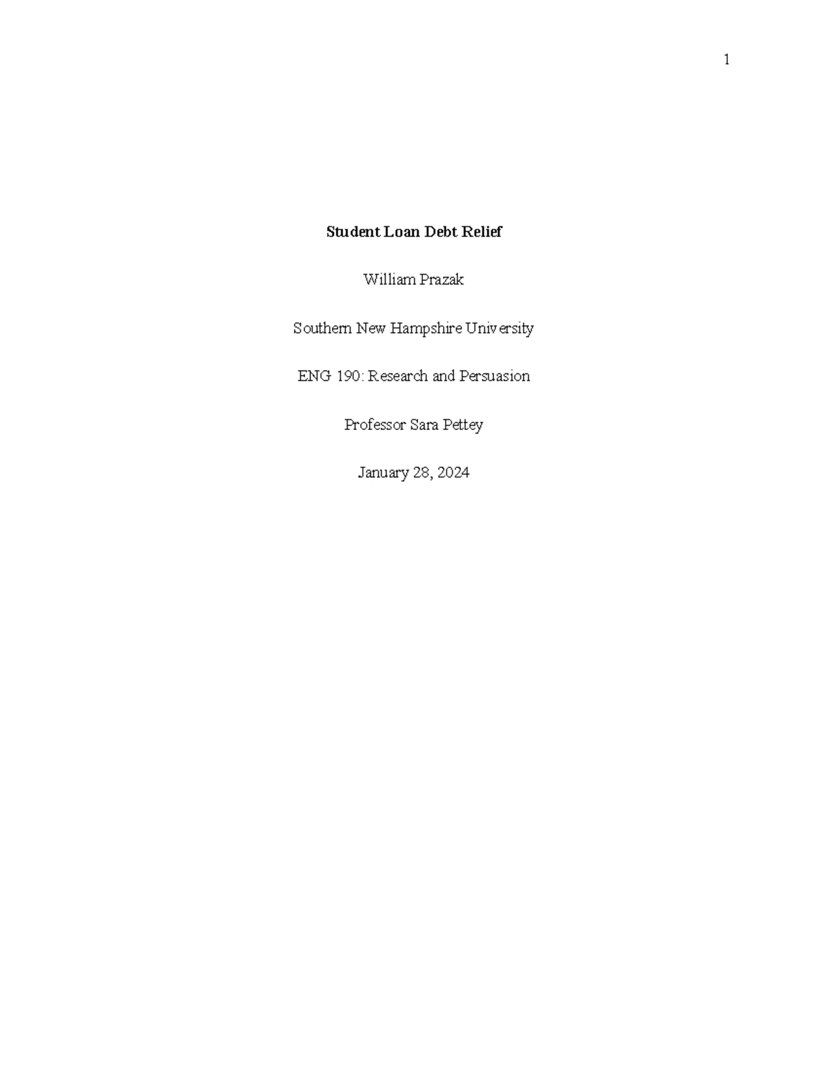 Prazak Module 4 Persuasive Essay Outline on Student Loan Relief - Studocu