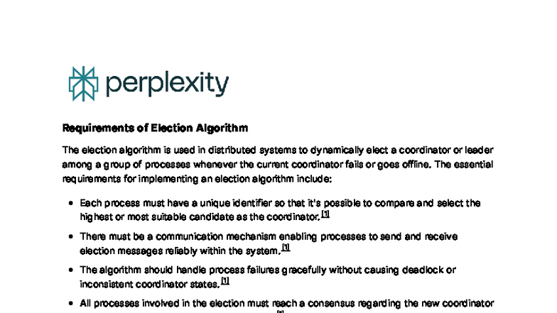 Election Algorithm Requirements in Distributed Systems - Studocu