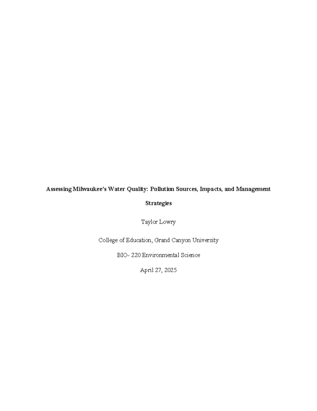 Assessing Milwaukee's Water Quality: Pollution Sources & Management ...