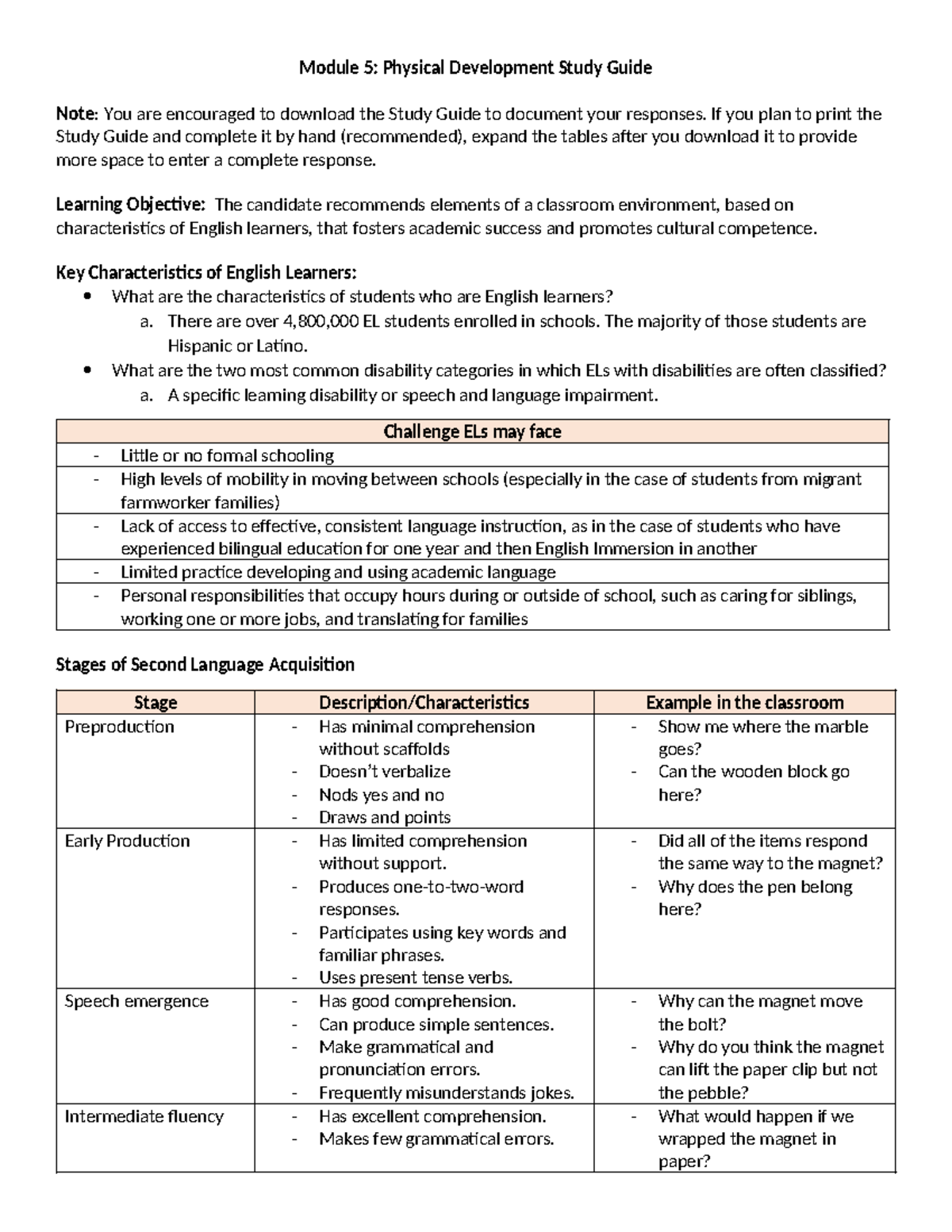 D096 d169 m5 study guide - Module 5: Physical Development Study Guide ...