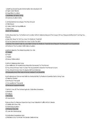 Module 9 Test: Assisting the Dying Person - PSW Study Guide - Studocu