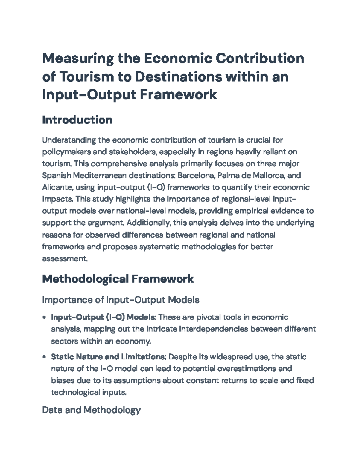 Measuring Tourism's Economic Impact in Spain: Regional I-O Models ...
