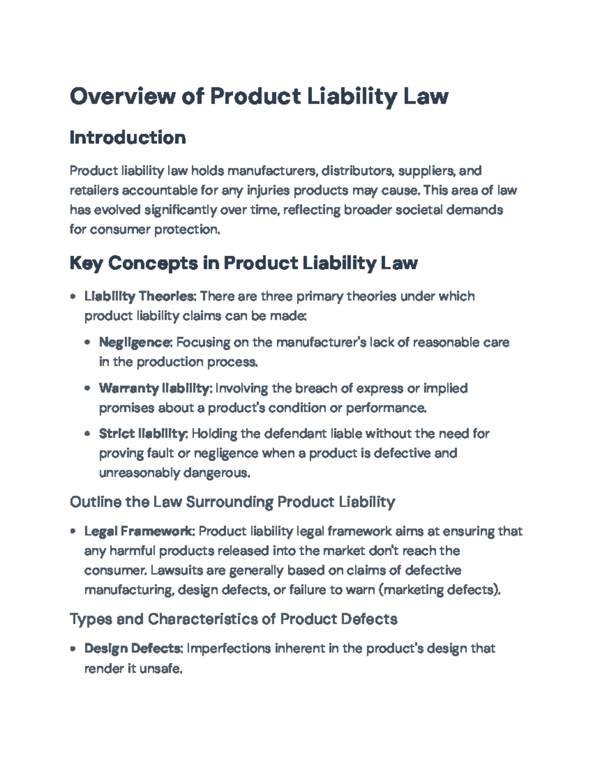 Product Liability Law Overview: Key Concepts and Legal Framework ...