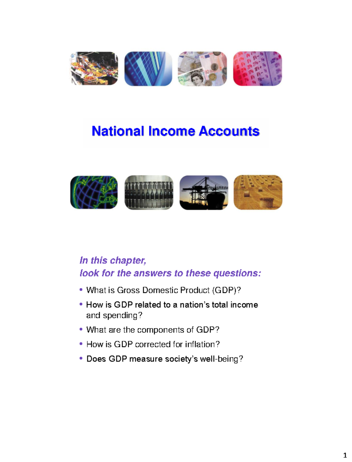 Economics 192: National Income Accounting Overview and Key Concepts ...
