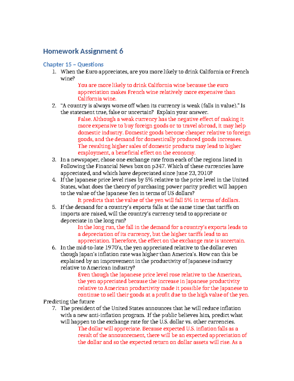 Homework Assignment 6 - Chapter 15 Economic Questions & Answers - Studocu