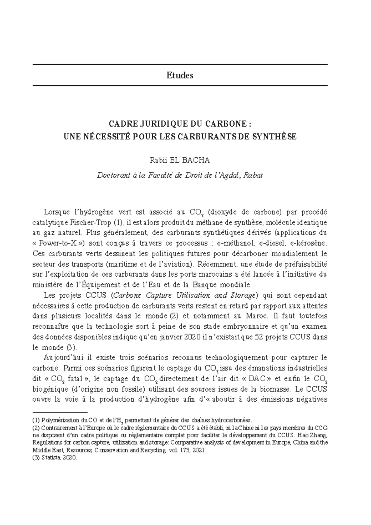 Cadre Juridique du Carbone pour Carburants de Synthèse - Étude REMALD ...