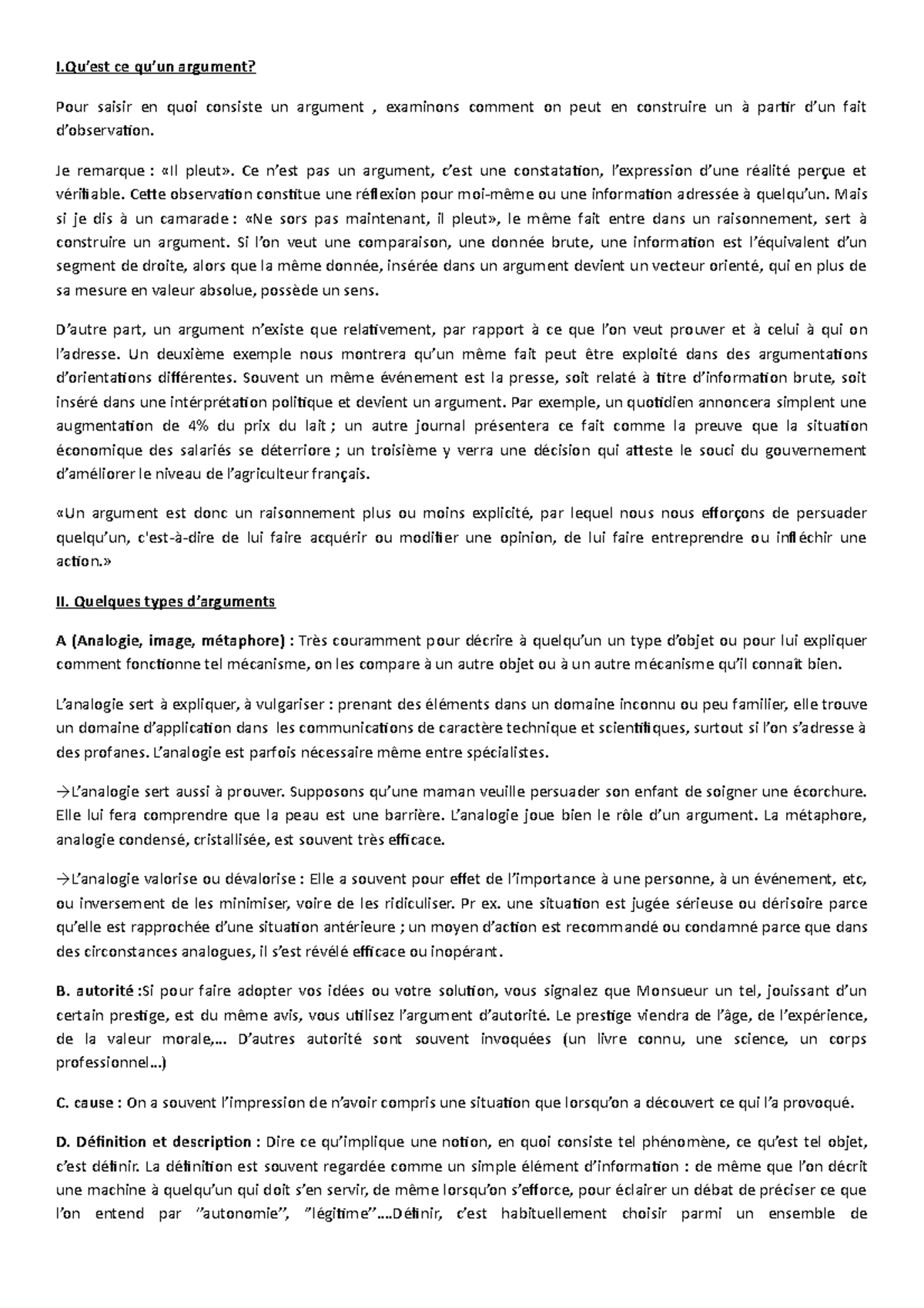 Argumentation exercices - I’est ce qu’un argument? Pour saisir en quoi ...