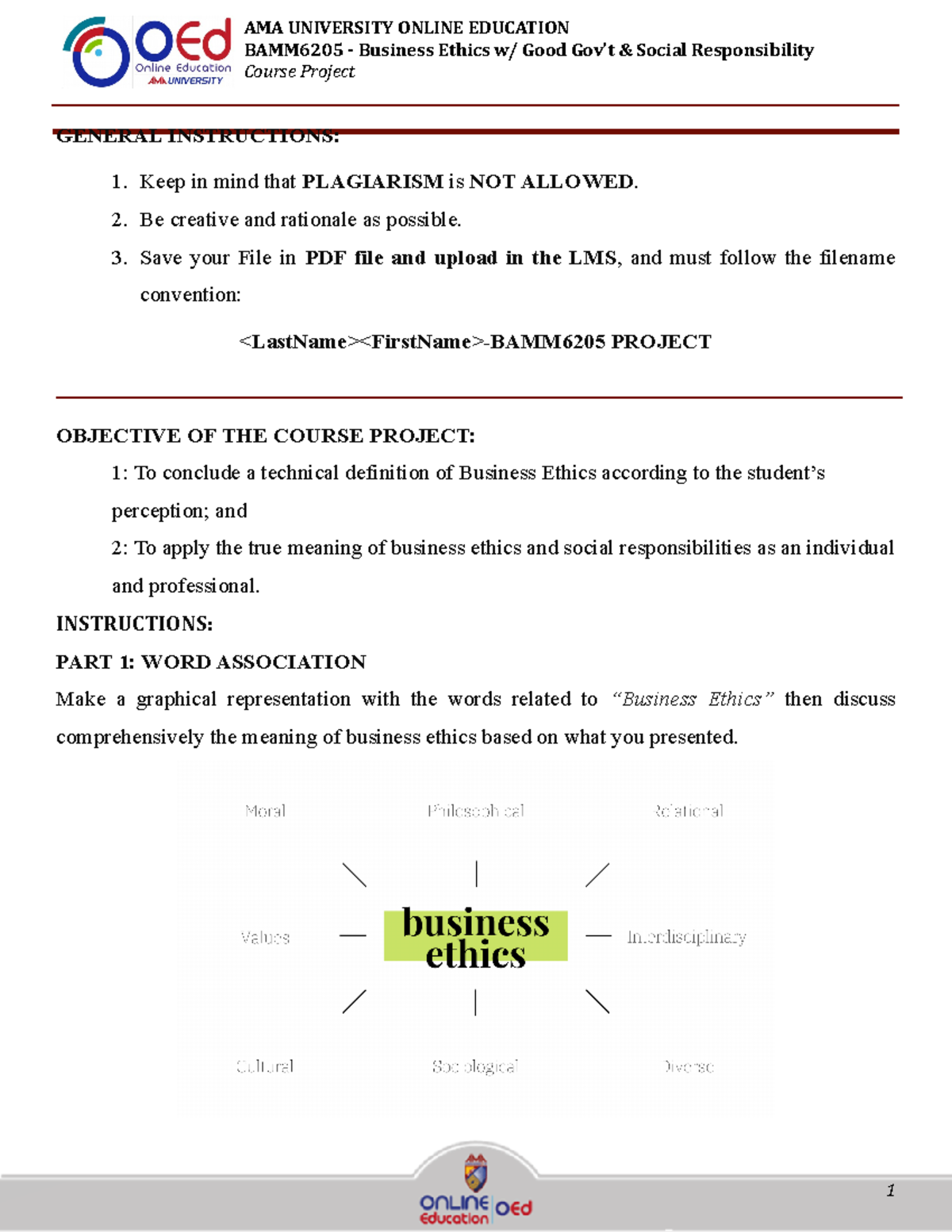 BAMM6205 - Business Ethics & Social Responsibility: Course Project ...