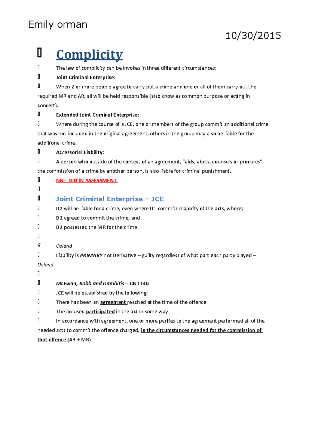 Complicity and Drug Offences: Key Legal Principles (LAW 101) - Studocu