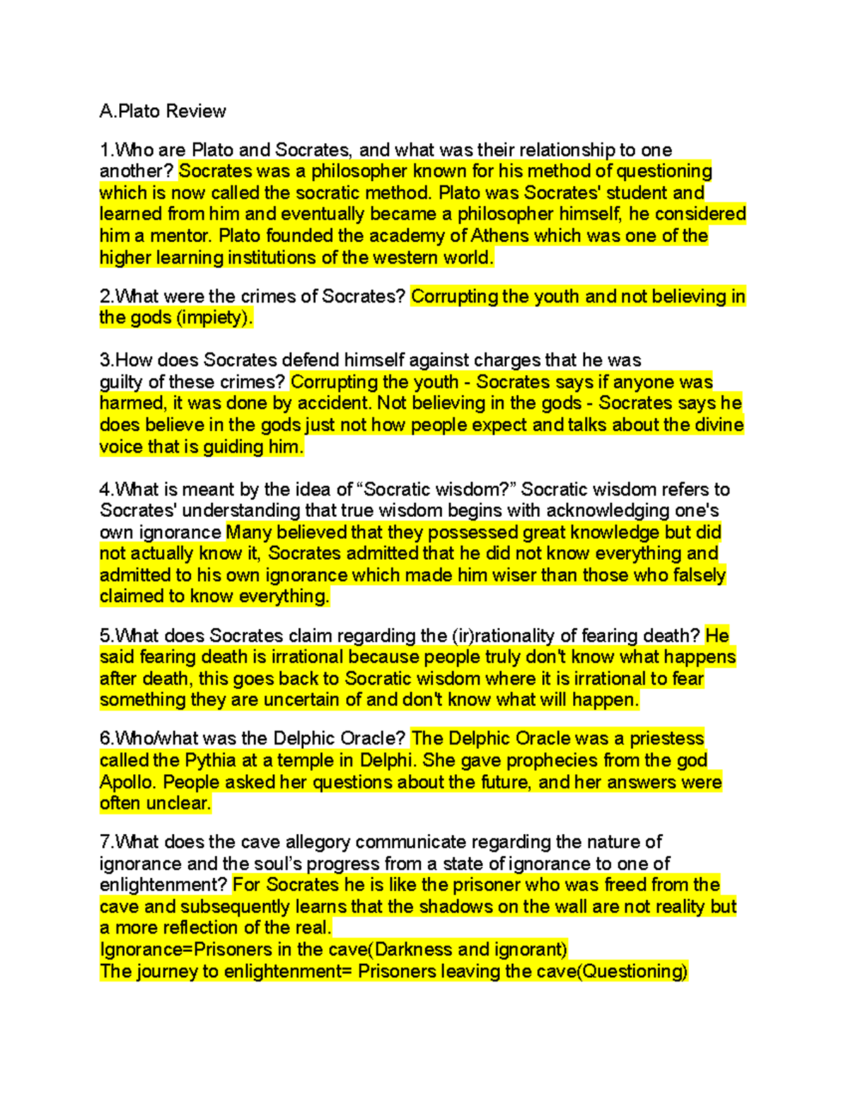 PHIL101 Study Guide: Plato, Socrates, and Key Ethical Concepts - Studocu