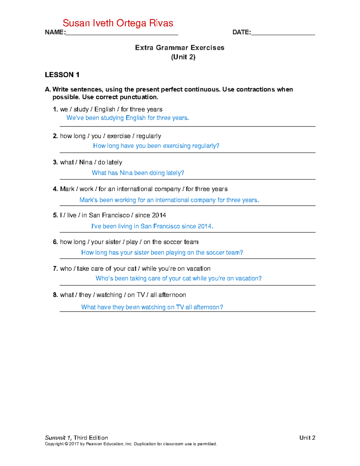 English Grammar Summit 1, Unit 2: Extra Exercises & Cleft Sentences ...