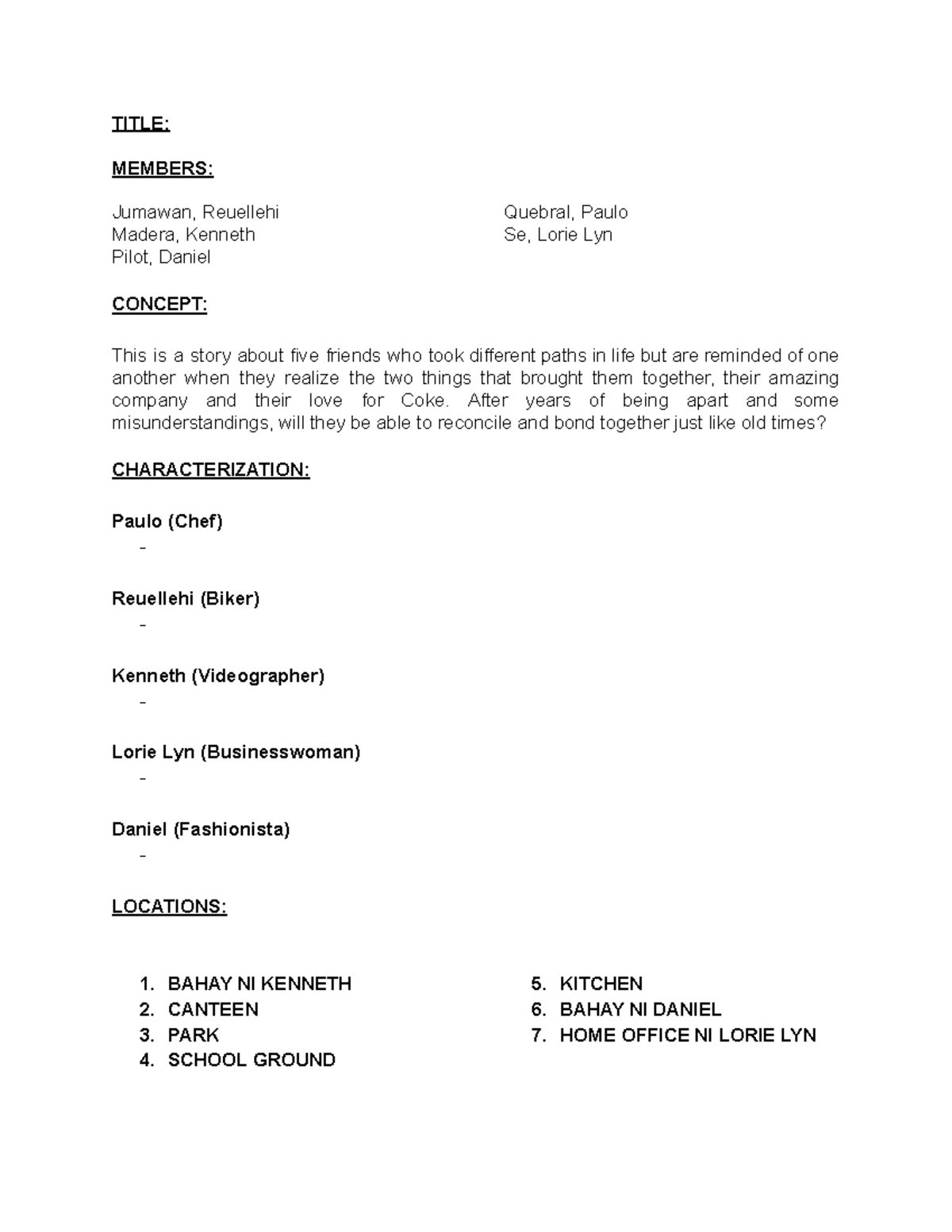 COKE AD - Reunion Script of Friends (Advert) - Studocu