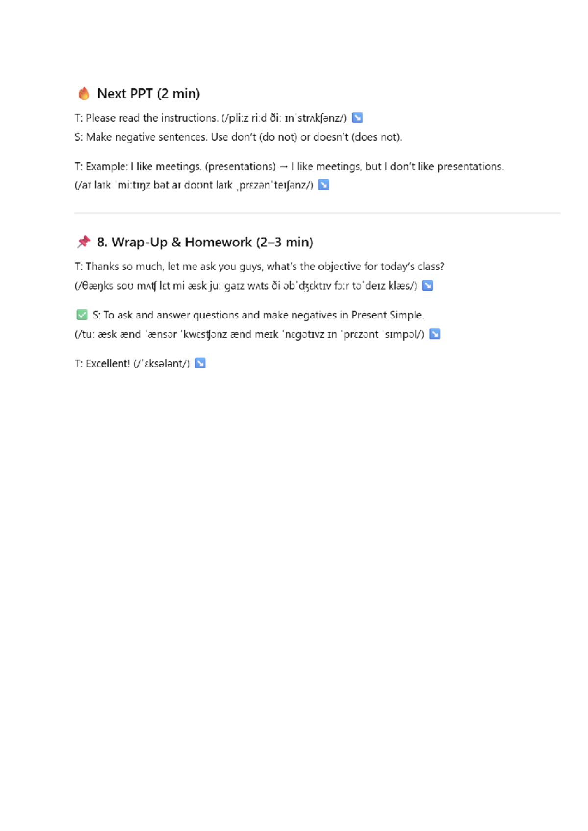 Negative Sentences Practice: Present Simple Instructions - Studocu