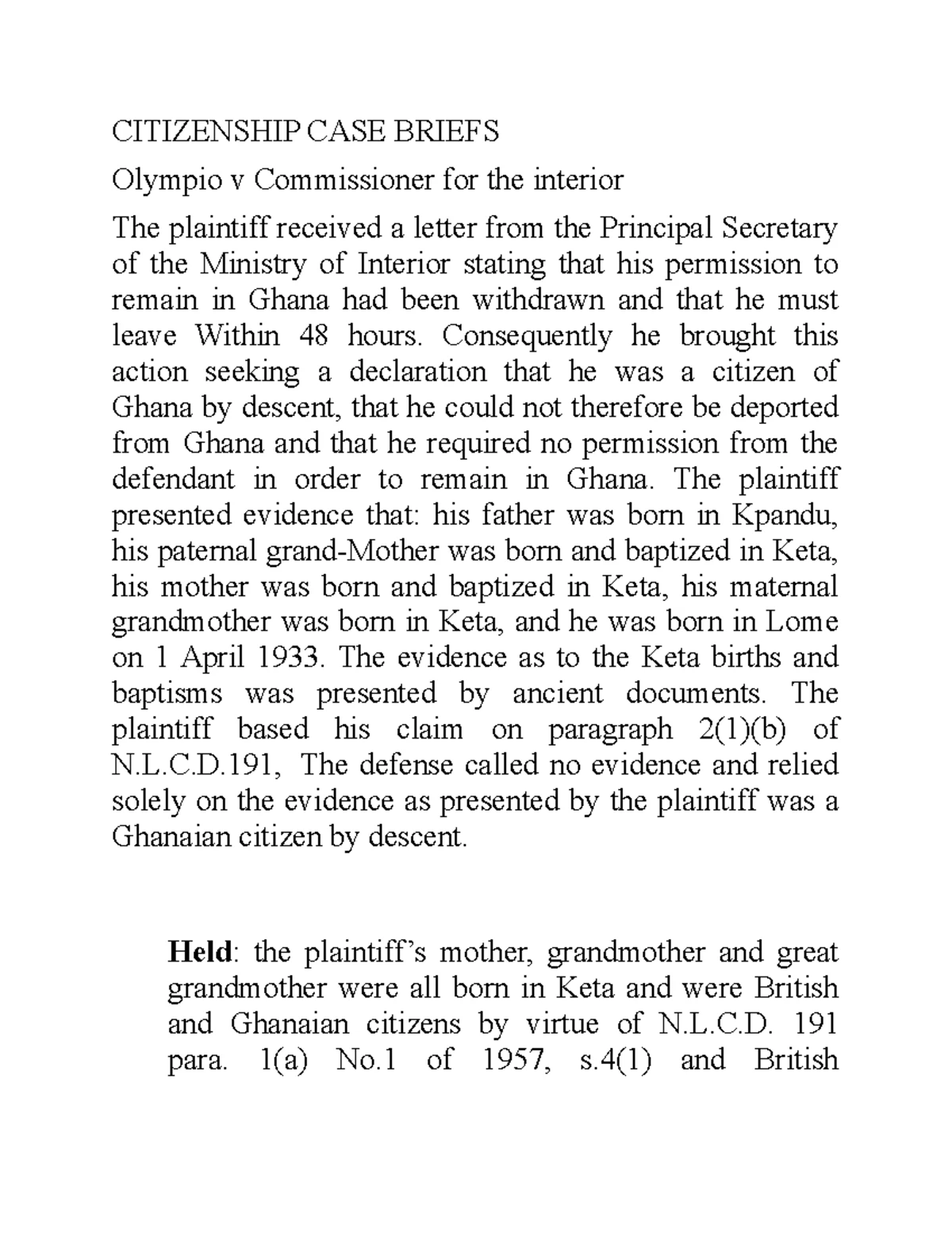 Awuni v WAEC case brief - CASE BRIEF MARIAN AWUNI V. WAEC [2003-2004] 1 ...