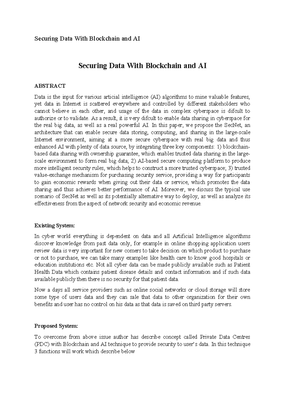 Securing Data With Blockchain and AI - Securing Data With Blockchain ...