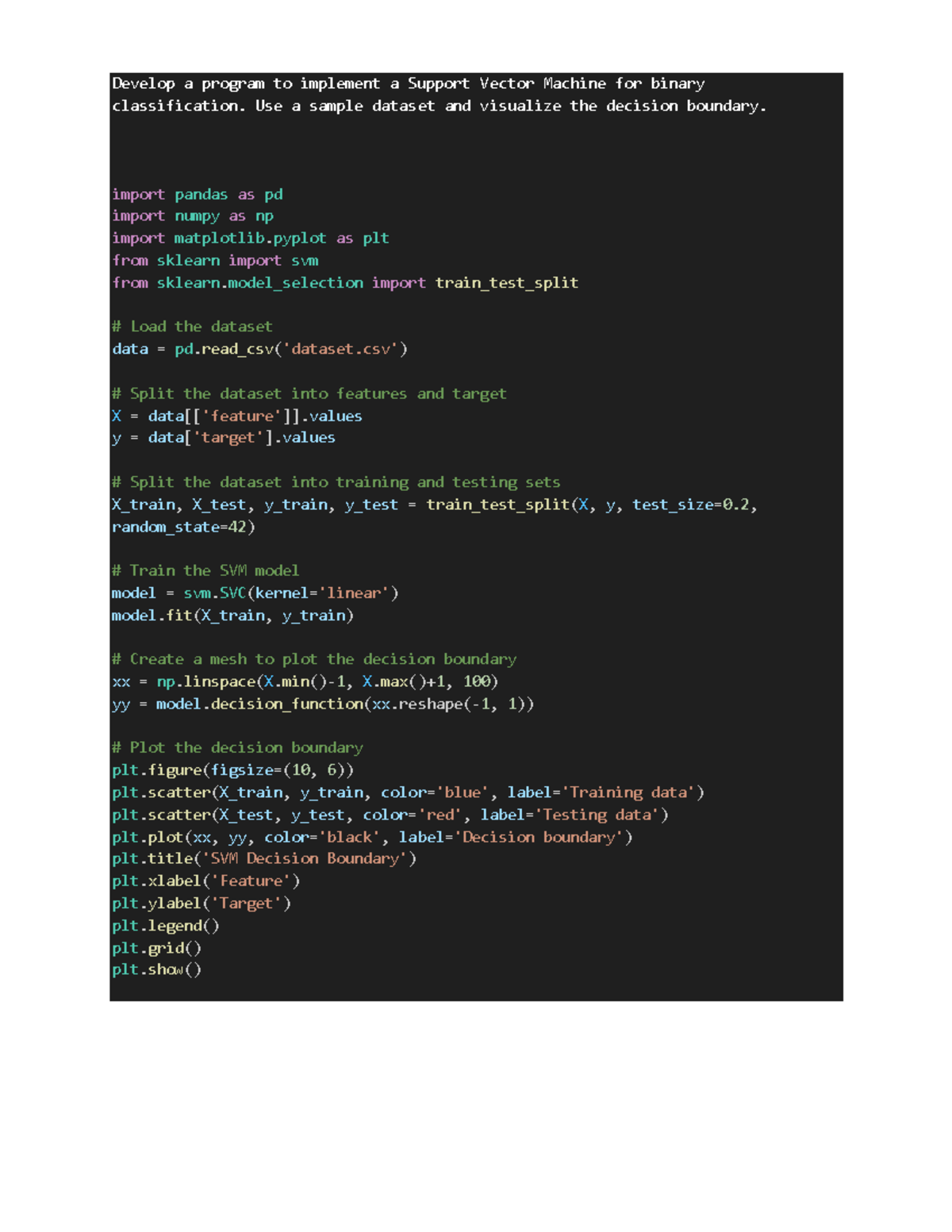 Prog2 - SVM for Binary Classification Implementation - Studocu