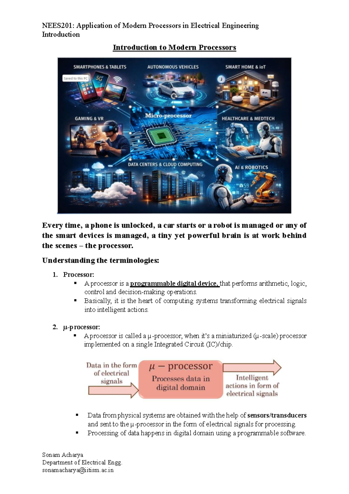 NEES201: Intro to Modern Processors in Electrical Engineering - Studocu