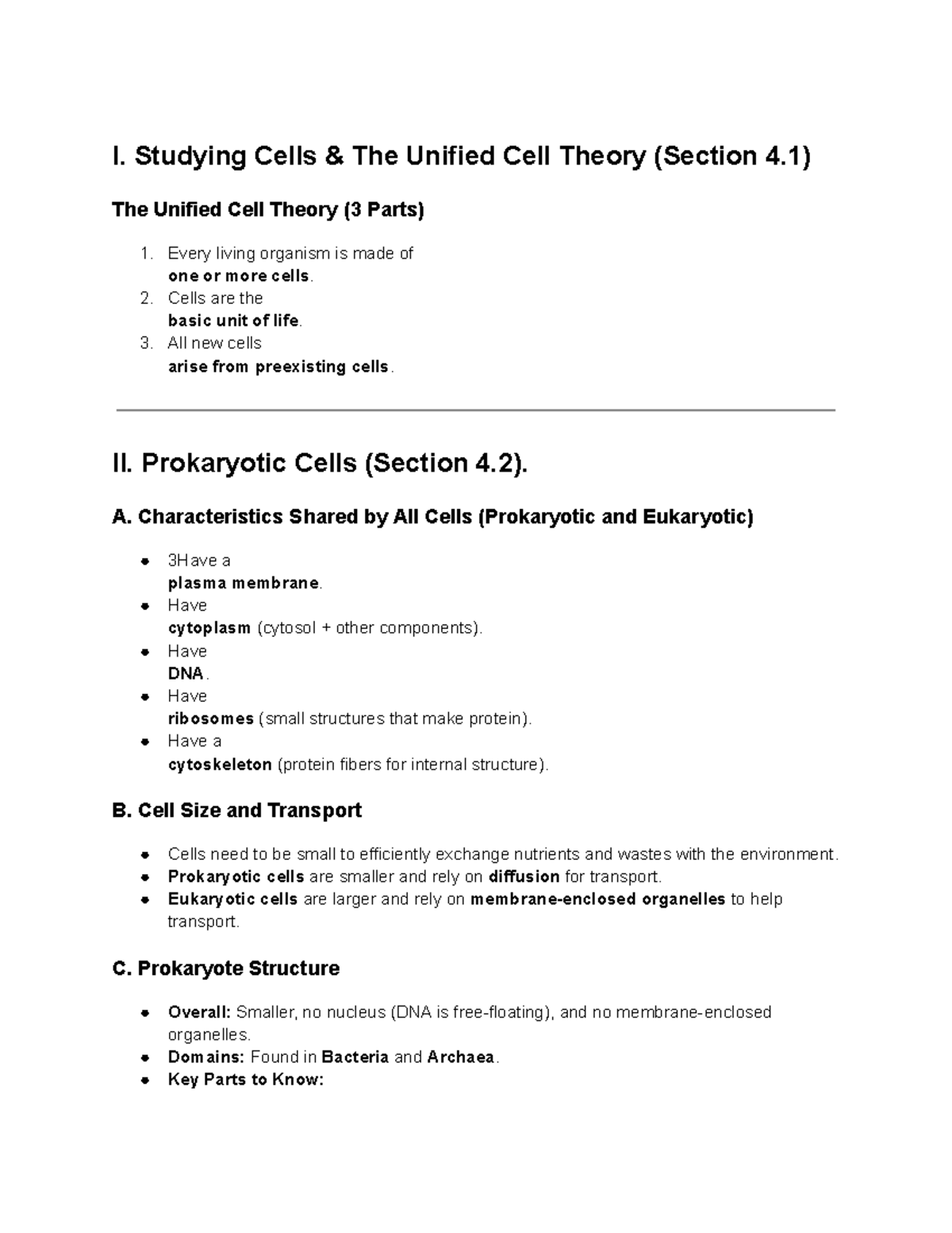 Cell Biology Overview: Unified Cell Theory & Organelles (BIO101) - Studocu